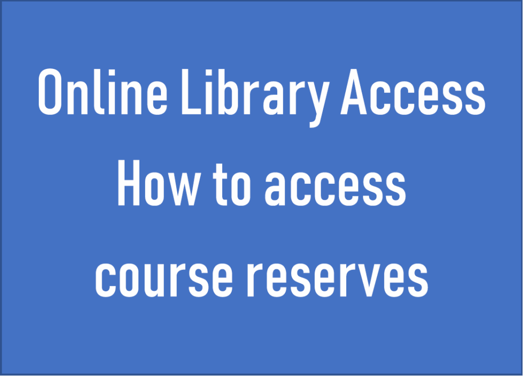 How to Access Library Course Reserves – SUNY New Paltz Library